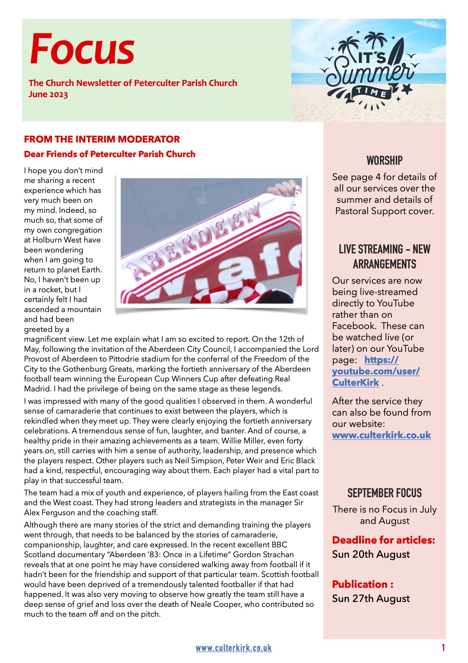 202306 June Focus cover | Peterculter Parish Church