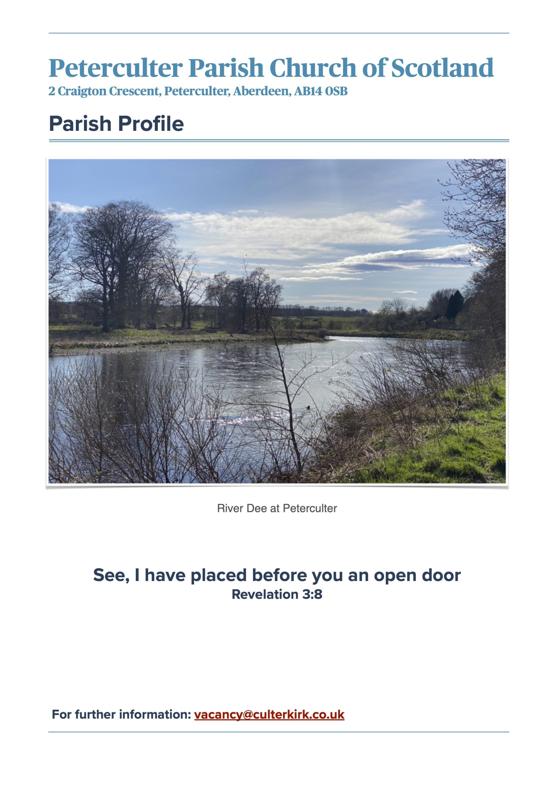 PPC Parish Profile cover | Peterculter Parish Church